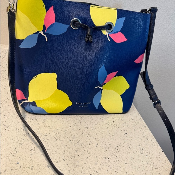 kate spade | Bags | Kate Spade Eva Lemon Zest Navy And Yellow Floral ...